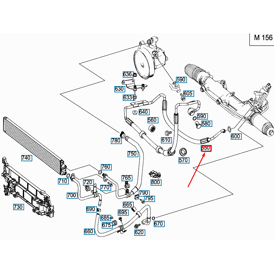 MB C W204 Pump To Steering High Pressure Hose RHD A2044600743 NEW ...