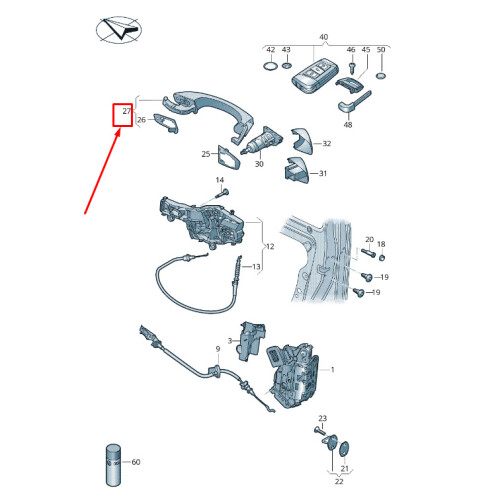 VW PASSAT B8 3G Front Left Door Exterior Handle LHD 3G0837205GRU NEW ...