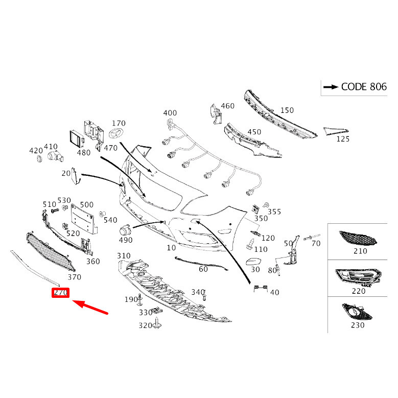 MERCEDES-BENZ CLA C117 Front Bumper Center Trim Strip A1178855200 NEW ...