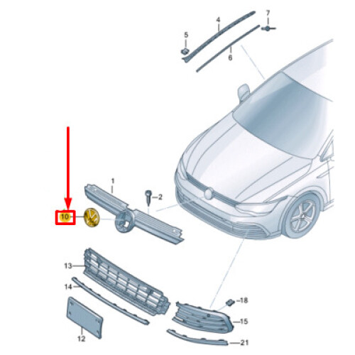 VW ARTEON 3H Front Radiator Grille Emblem 5H0853601NDPJ NEW GENUINE on ...