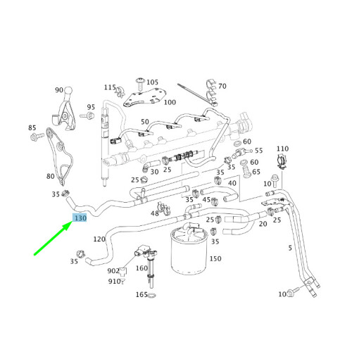 MB C W204 High-Pressure Pump To Tank Fuel Intake Line A6460706381 NEW ...