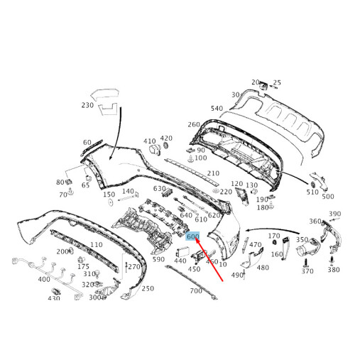 MERCEDES-BENZ GLA X156 Rear Bumper Central Bottom Holder A1568852800 ...