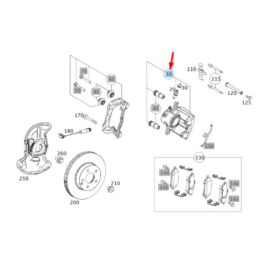 MERCEDES-BENZ C W204 AMG Front Right Brake Caliper A2044214898 NEW ...