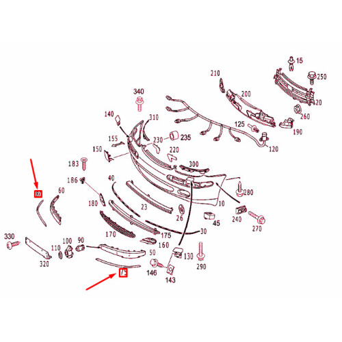 MB S W220 Frot Bumper Chrome Trim Strip Set A2208850274 A2208850174 NEW ...