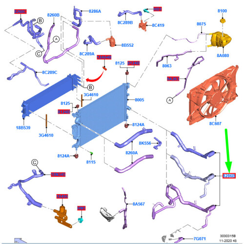 FORD EDGE MK2 Coolant Radiator Hose Assy 2428604 J1G3-8286-BP NEW ...