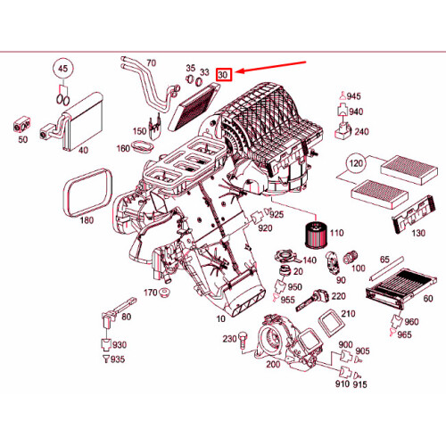 MB ML W164 Air Conditioner Case Heat Exchanger LHD A1648300061 NEW ...