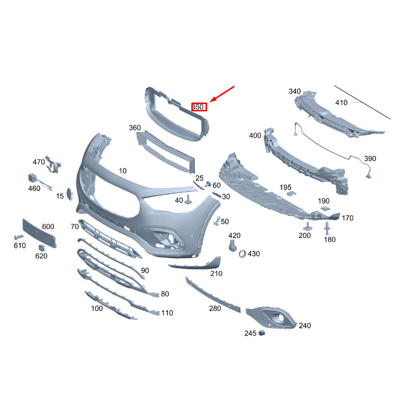 MB GLA H247 Front Bumper Upper Air Duct Segment A2478850107 NEW GENUINE ...
