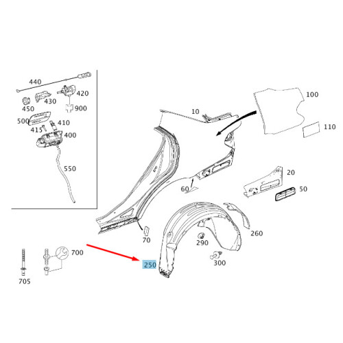 MERCEDES-BENZ E W212 Rear Left Wheel Housing Liner A2126906330 NEW ...