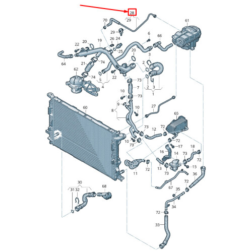 AUDI A7 Sportback 4G Coolant Overflow Tank Breather Line 4G0121081AJ ...