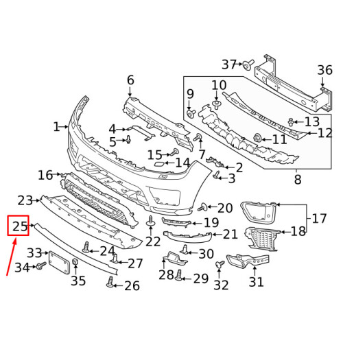 LR RANGE ROVER SPORT L494 Front Lower Centre Deflector LR099377 NEW ...