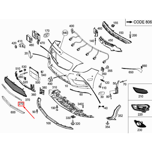 MERCEDES-BENZ CLA Coupe C117 Front Bumper Grille Trim A1178854001 NEW ...
