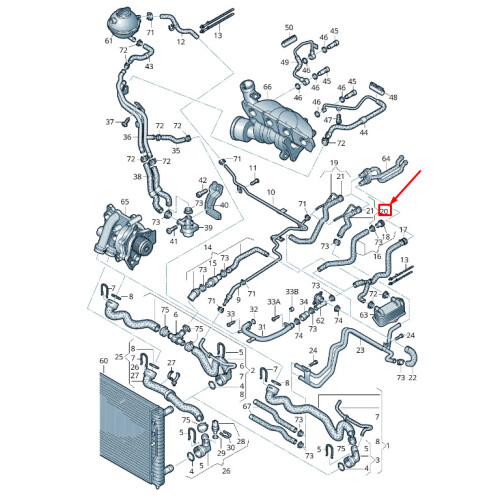 VW EOS 1F Coolant Hose With Quick Release Coupling 1K0122157GC NEW ...