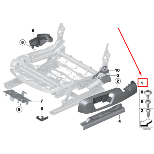 BMW 4 Gran Coupe F36 Front Right Seat Outer Trim 52107293580 7293580 ...