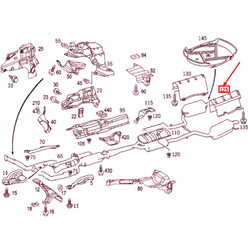 MERCEDES-BENZ S W220 Rear Muffler Above Left Shielding A2206820971 NEW ...