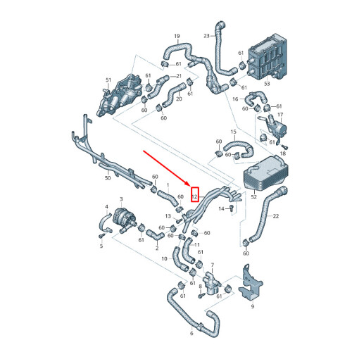 VW GOLF VII 5G MK7 Engine Water Coolant Pipe 5Q0121065F NEW GENUINE on ...