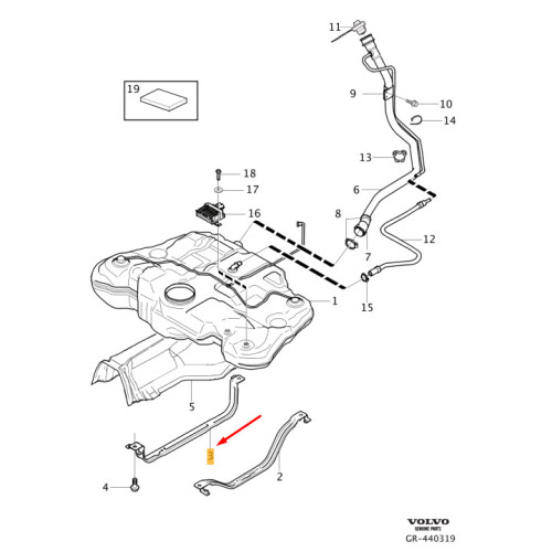 VOLVO V60 MK1 Fuel Tank Right Tensioning Strap 31321357 NEW GENUINE on ...