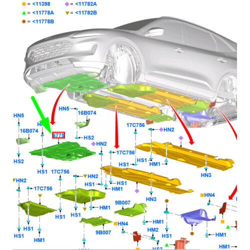 FORD KUGA MK3 CX482 Engine Compartment Splash Shield 2462501 NEW ...