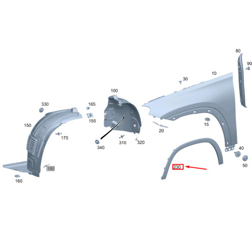 MB GLE W167 Front Right Wheel Fender Flare Moulding A16788098049040 NEW ...