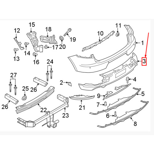 PORSCHE MACAN 95B Rear Lower Bumper Spoiler 95B807521AA1E0 NEW GENUINE ...