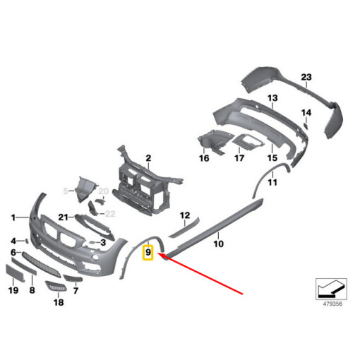 BMW X1 E84 Front Right Wheel Well Trim Piece M-Paket 51778049940 NEW ...