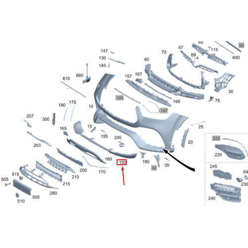 MERCEDES-BENZ GLE W167 Front Bumper Lower Trim A1678857407 NEW GENUINE ...