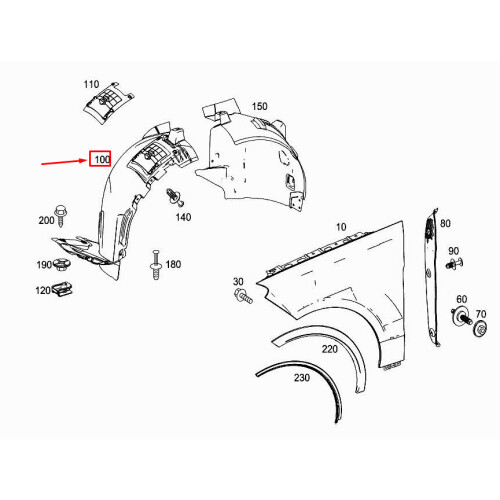 MERCEDES-BENZ GLE W166 Front Right Inner Fender Liner A1668800605 NEW ...