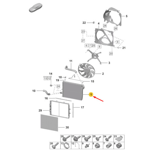 PORSCHE 911 992 Carrera Right Coolant Radiator 992121252 NEW GENUINE on ...