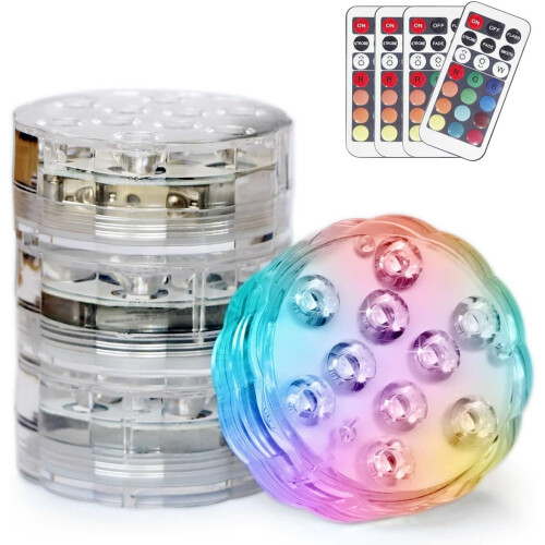 RGB Color Changing LED Lights, 13 Colors 4 Modes Submersible Lights with Remote Controls ...