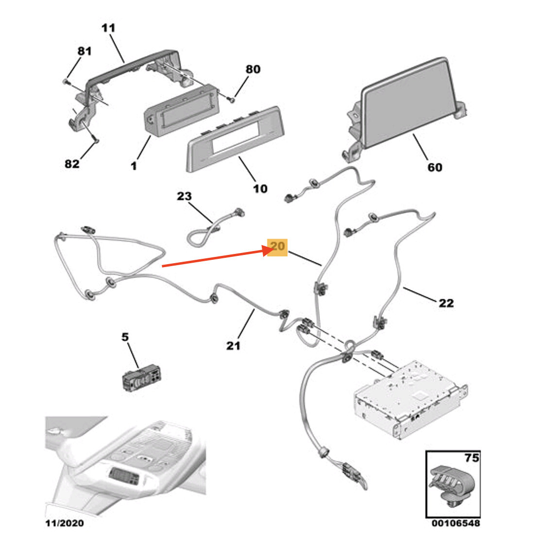 PEUGEOT 3008 Multifunction Video Screen Table 9818825780 NEW GENUINE on ...