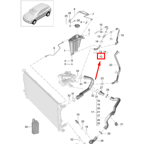PORSCHE MACAN 95B Engine Coolant Hose 95B.121.049.E 95B121049E NEW ...