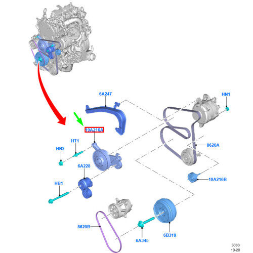 FORD RANGER T6 MK1 Tension Pulley Kit JB3Q-8609-AB 2215493 NEW GENUINE ...