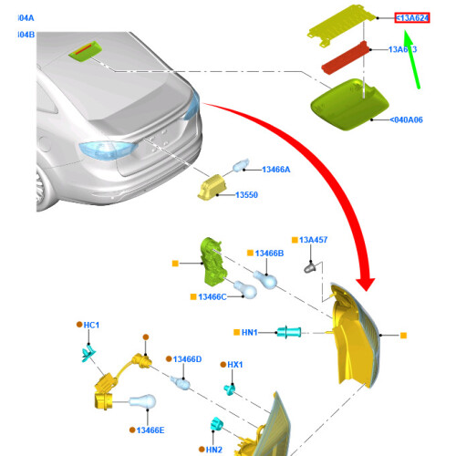 FORD FIESTA MK6 Rear Stop Lamp Bracket 1739727 8A69-F13A624-AB NEW ...