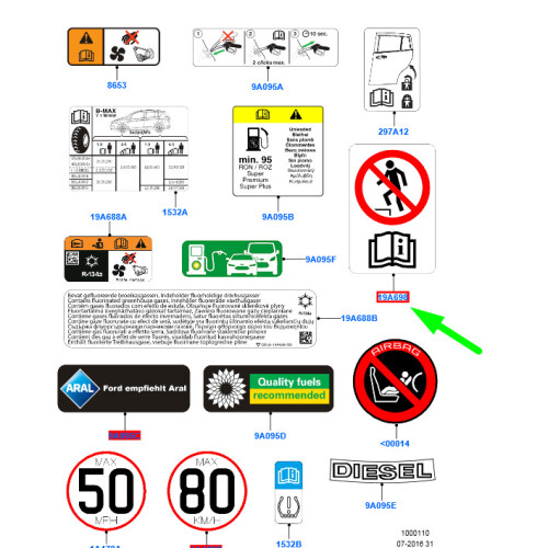 FORD B-MAX B232 Stop Instruction Decal Warning Sticker 1827163 NEW ...