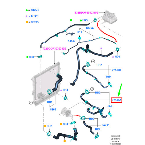 FORD RANGER T6 MK1 Cooling System Hose 5297115 AB39-9Y438-BG NEW ...