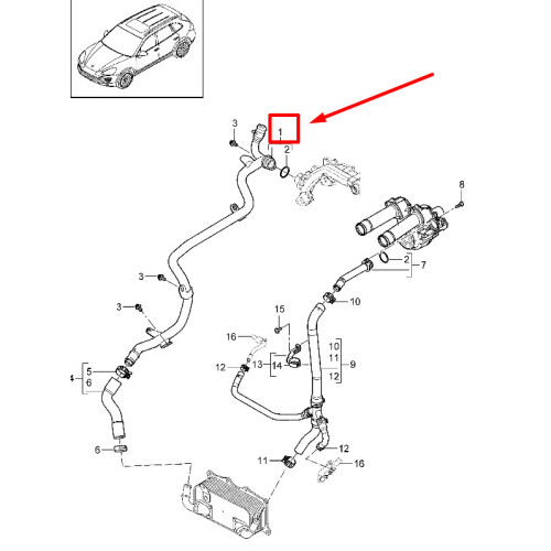 PORSCHE CAYENNE 92A Engine Coolant Pipe 94610602250 946.106.022.50 NEW ...