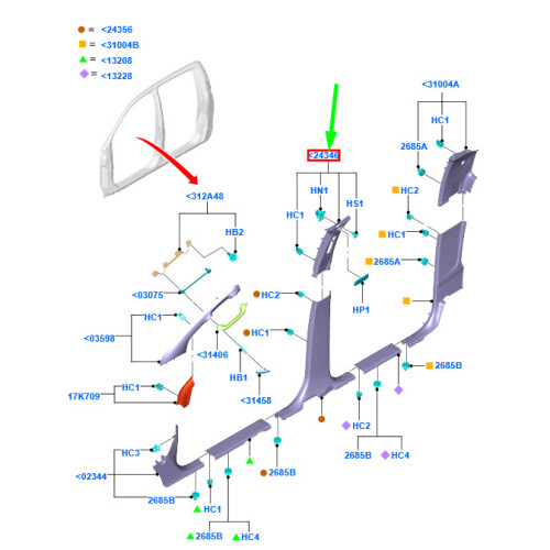 FORD RANGER T6 MK1 Right Side B Pillar Trim 5294567 NEW GENUINE on OnBuy