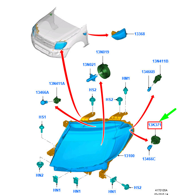 FORD RANGER T6 MK1 Front Head Light Lamp Outer Bulb Socket 1733478 NEW ...