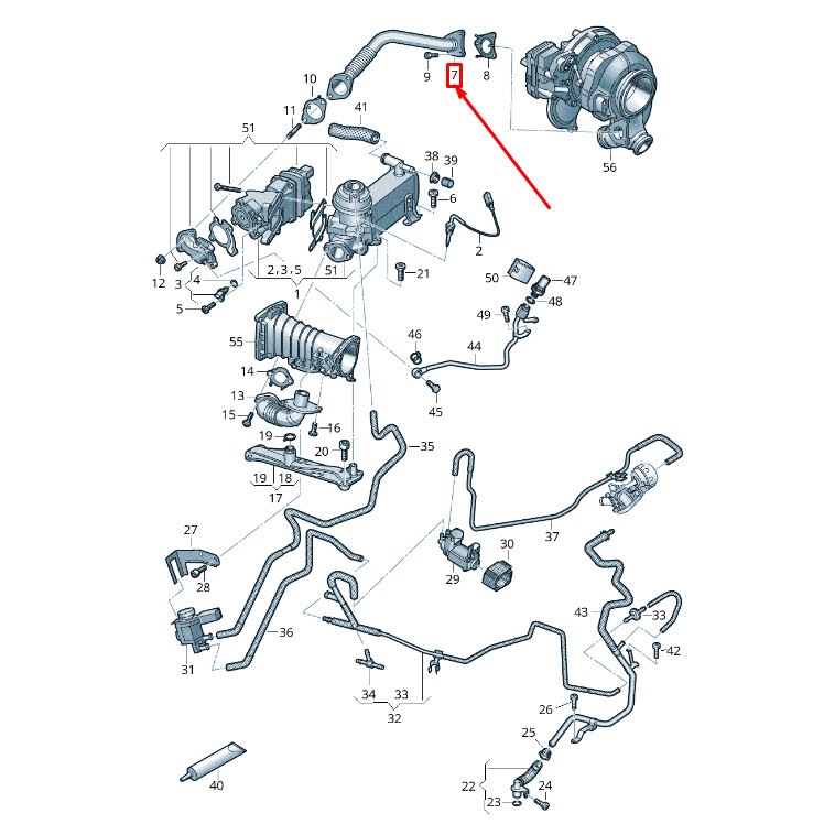 AUDI Q7 4M Exhaust Gas Turbocharger Connecting Pipe 059131525EG NEW ...