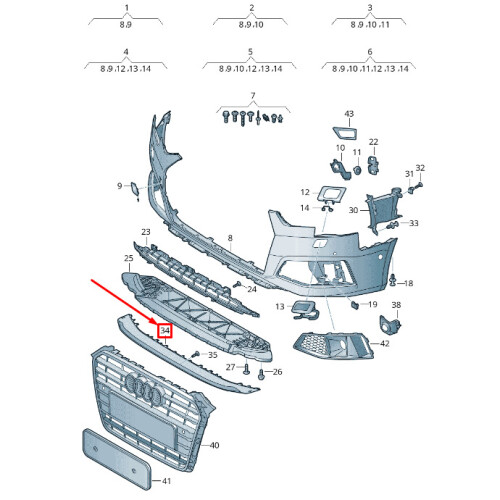 AUDI A4 B9 Front Bumper Lower Spoiler 8W0807717RP5 8W0807717 RP5 NEW ...