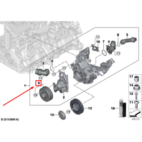 BMW X3 G01 Engine Coolant Pump Belt Pulley 8663674 11518663674 NEW ...