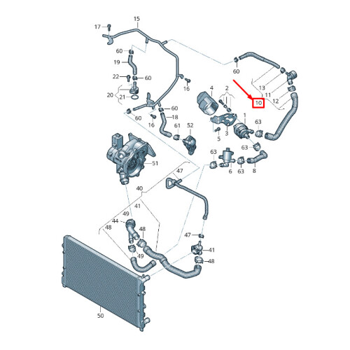AUDI Q3 F3 Coolant Hose With Quick Release Coupling 5QF122157G NEW ...
