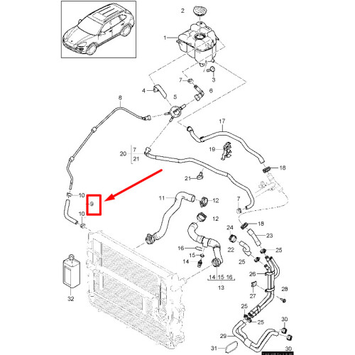PORSCHE CAYENNE 92A Engine Coolant Pipe 958.106.311.10 95810631110 NEW ...