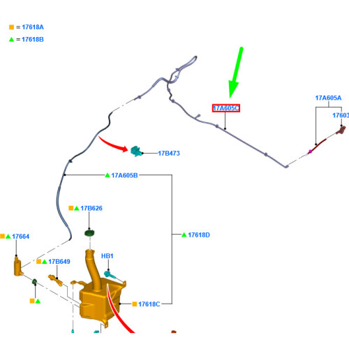 FORD RANGER T6 MK1 Windshield Washer Hose 1946591 EB3B-17K605-CB NEW ...