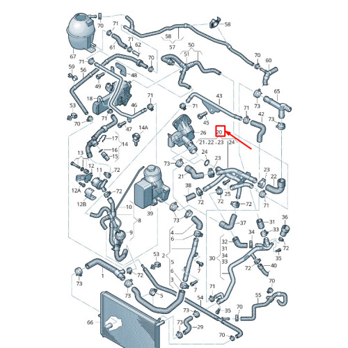 VW AMAROK 2H Engine Coolant Pipe With Coolant Hose 03L121049G NEW ...