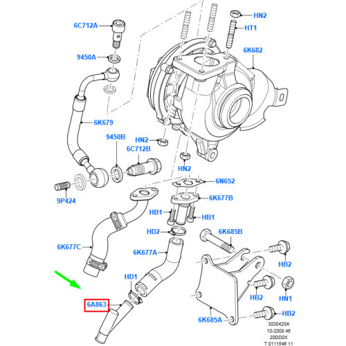 FORD KUGA MK1 C394 Turbocharger Flange Oil Drain Connector 1251193 NEW ...