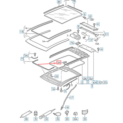 VW GOLF 5G MK7 Front Panoramic Roof Stop Buffer Set 8X0898814 NEW ...