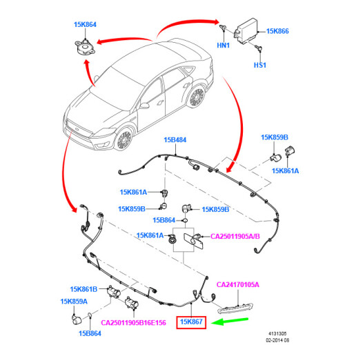 FORD MONDEO MK4 Front Parking Aid Wiring BG9T-15K867-TC 1731916 NEW GENUINE on OnBuy