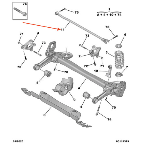 PEUGEOT 2008 Rear Axle Transverse Bar 9835793880 NEW GENUINE on OnBuy