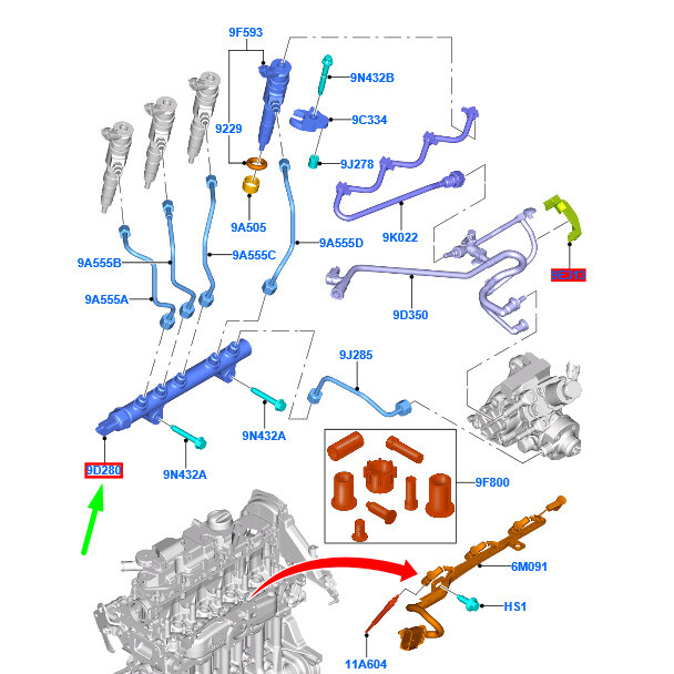 FORD ECOSPORT MK2 Fuel Supply Rail Manifold 1697685 AV6Q-9D280-B2A NEW ...