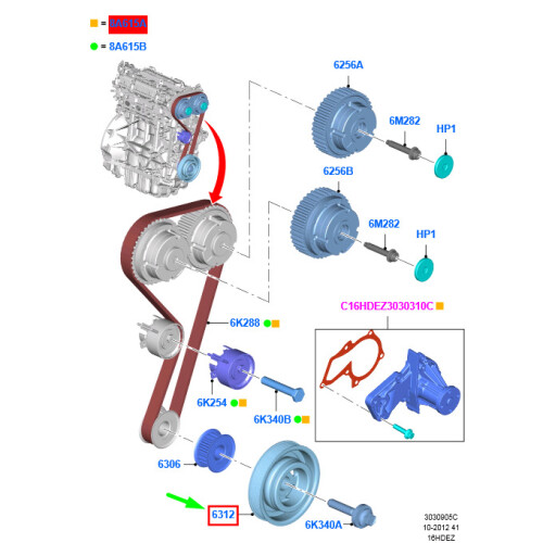 FORD GRAND C-MAX MK2 Crankshaft Pulley 8A6G-6B321-AC 1752282 NEW ...